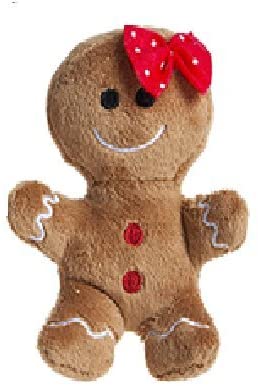 10cm Plush Gingerbread Man Soft Toy With Red Bow - Christmas Soft Toys ...