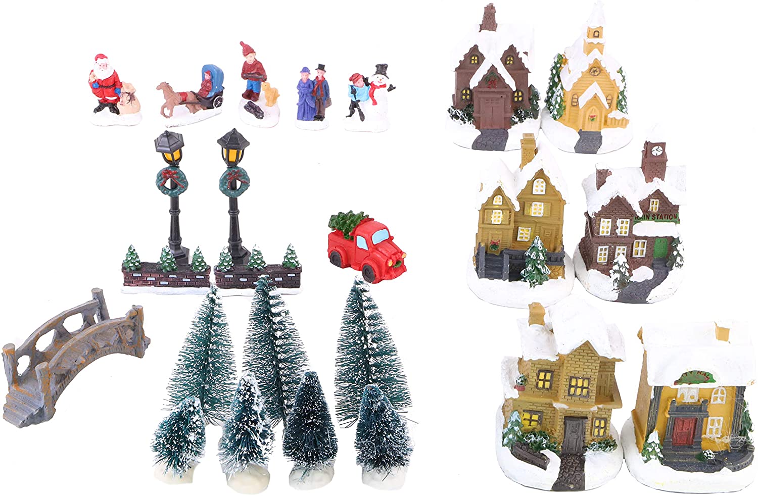 Toyland® Mini Christmas Village & Shop Scene Set with LED Lights ...
