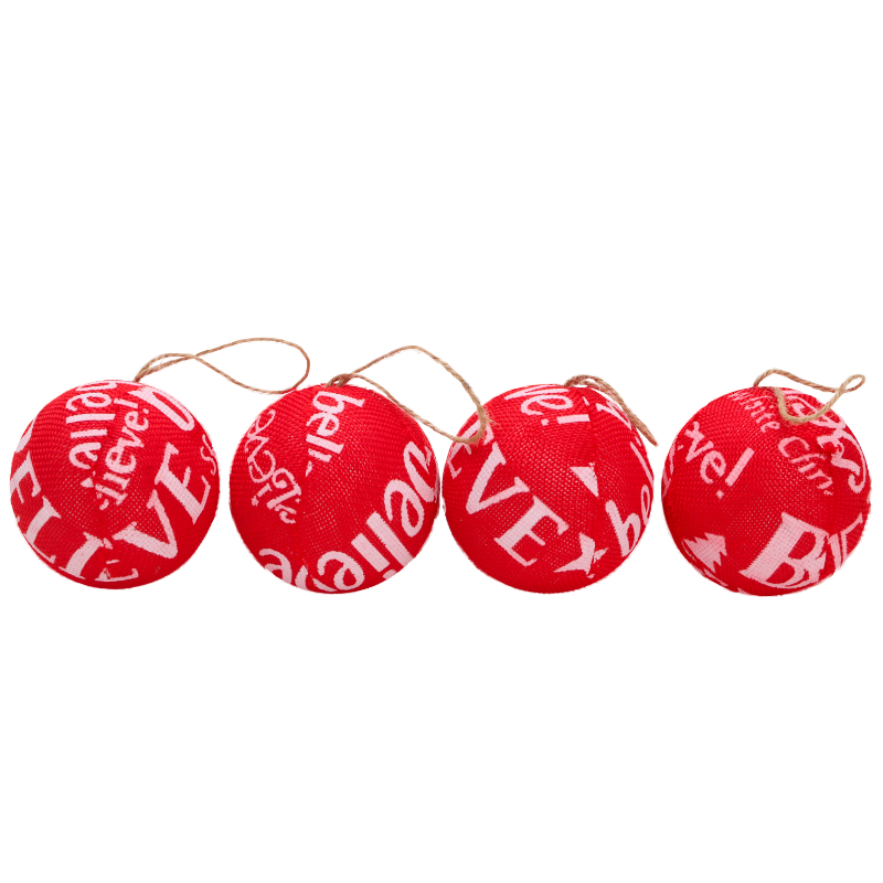 Toyland Set of 12-8cm Christmas Baubles - Red Fabric Covered Baubles ...