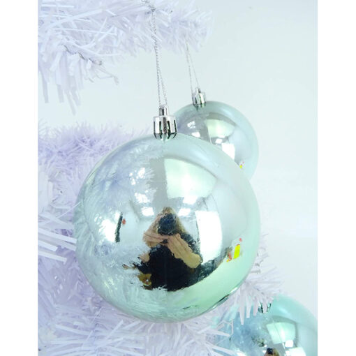 10 Extra Large 100mm Ice Blue Christmas Tree Baubles - Christmas Shop